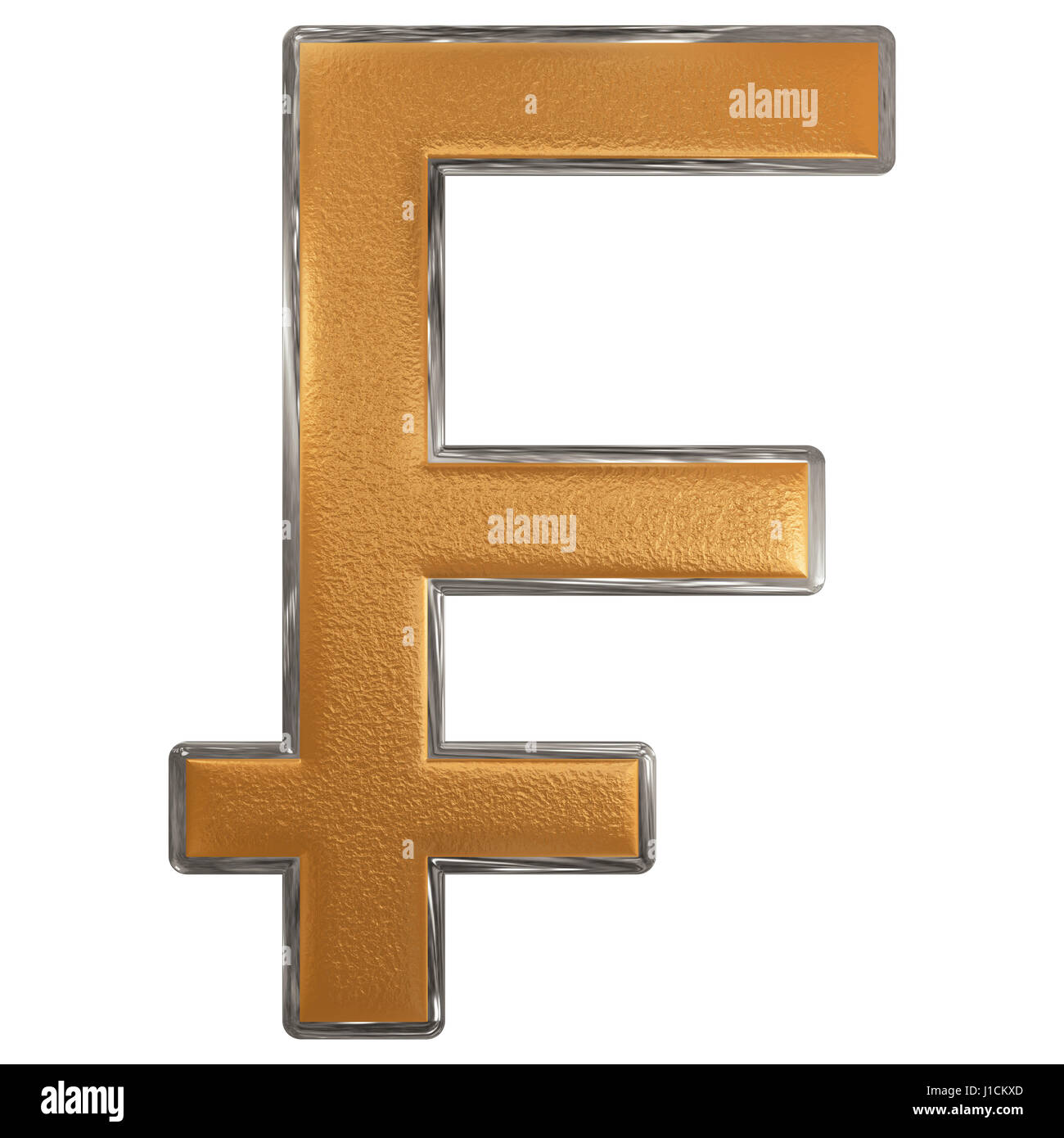 Symbol of French franc, isolated on white background, 3D illustration ...