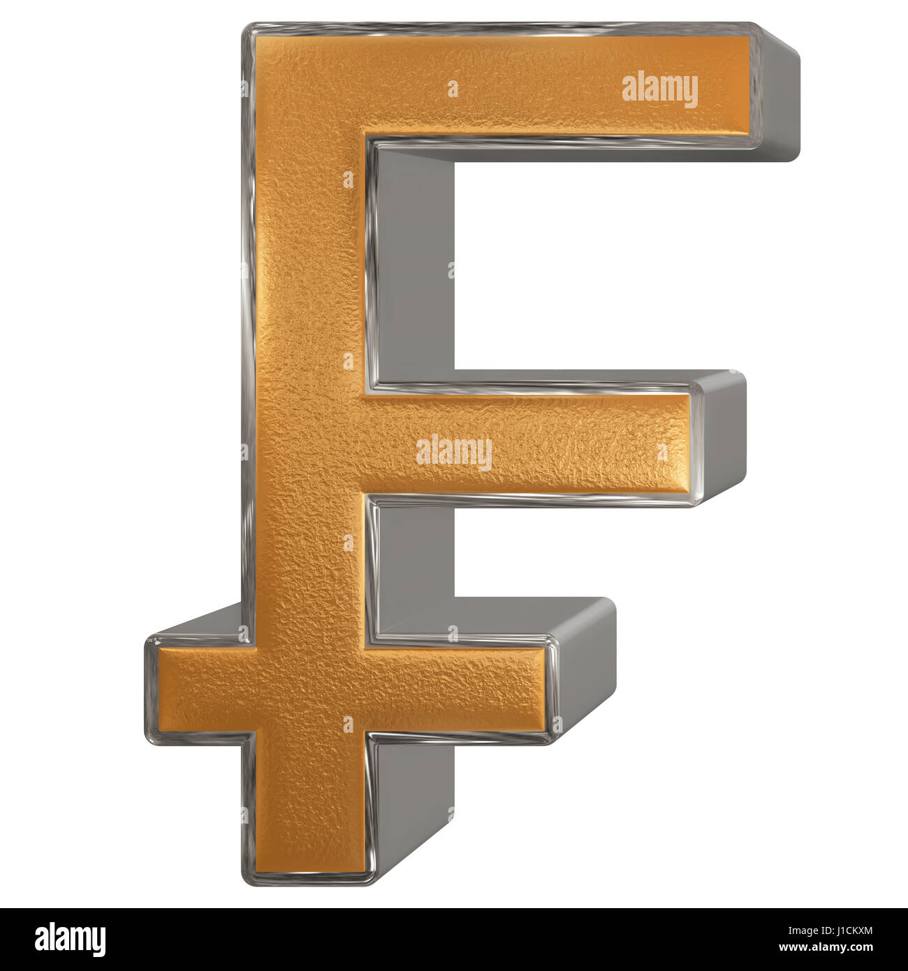 Symbol of French franc, isolated on white background, 3D illustration ...