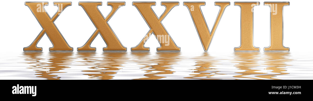 Roman numeral XXXVII, septem et triginta, 37, thirty seven,, reflected ... Roman numeral XXXVII, septem et triginta, 37, thirty seven,, reflected ...
