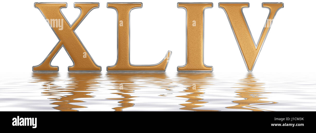 Roman numeral XLIV, quattuor et quadraginta, 44, forty four, reflected ...