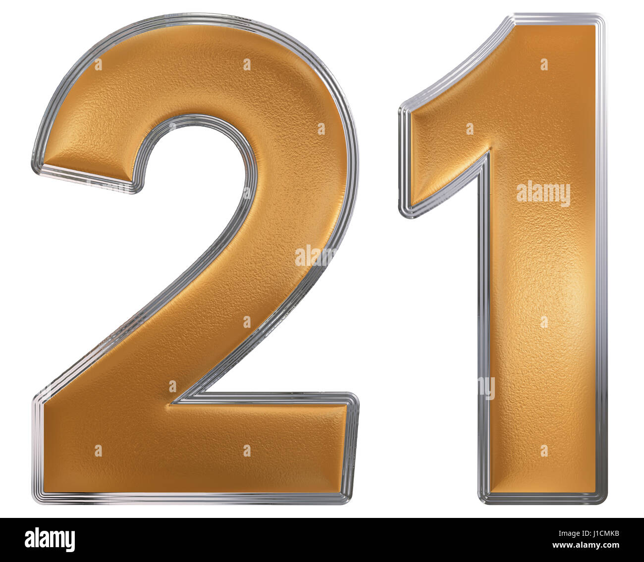 Numeral 21, twenty one, isolated on white background, 3d render Stock ...