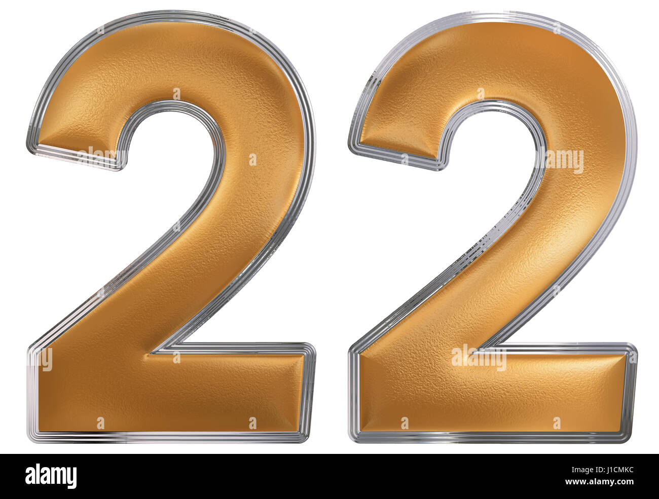 Numeral 22, twenty two, isolated on white background, 3d render Stock ...