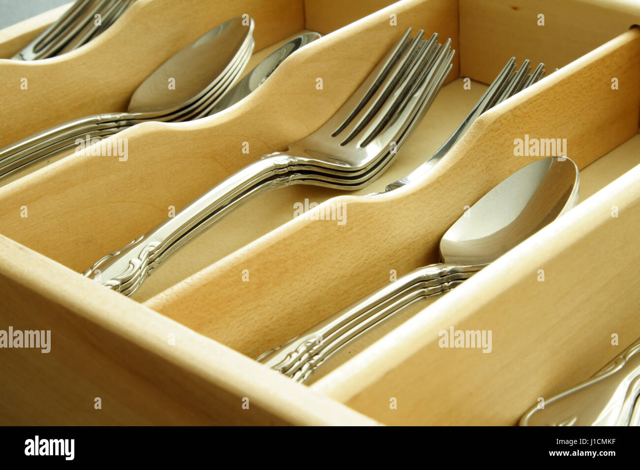 A shot of spoons and forks in a drawer Stock Photo - Alamy