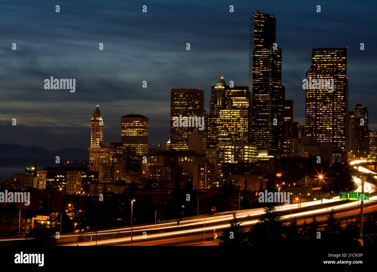 A shot of downtown Seattle during rush hour Stock Photo - Alamy