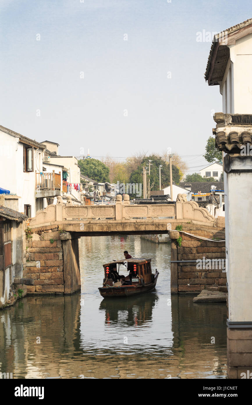 Suzhou,China - on December 23, 2016, view of Suzhou,Bridge over a ...
