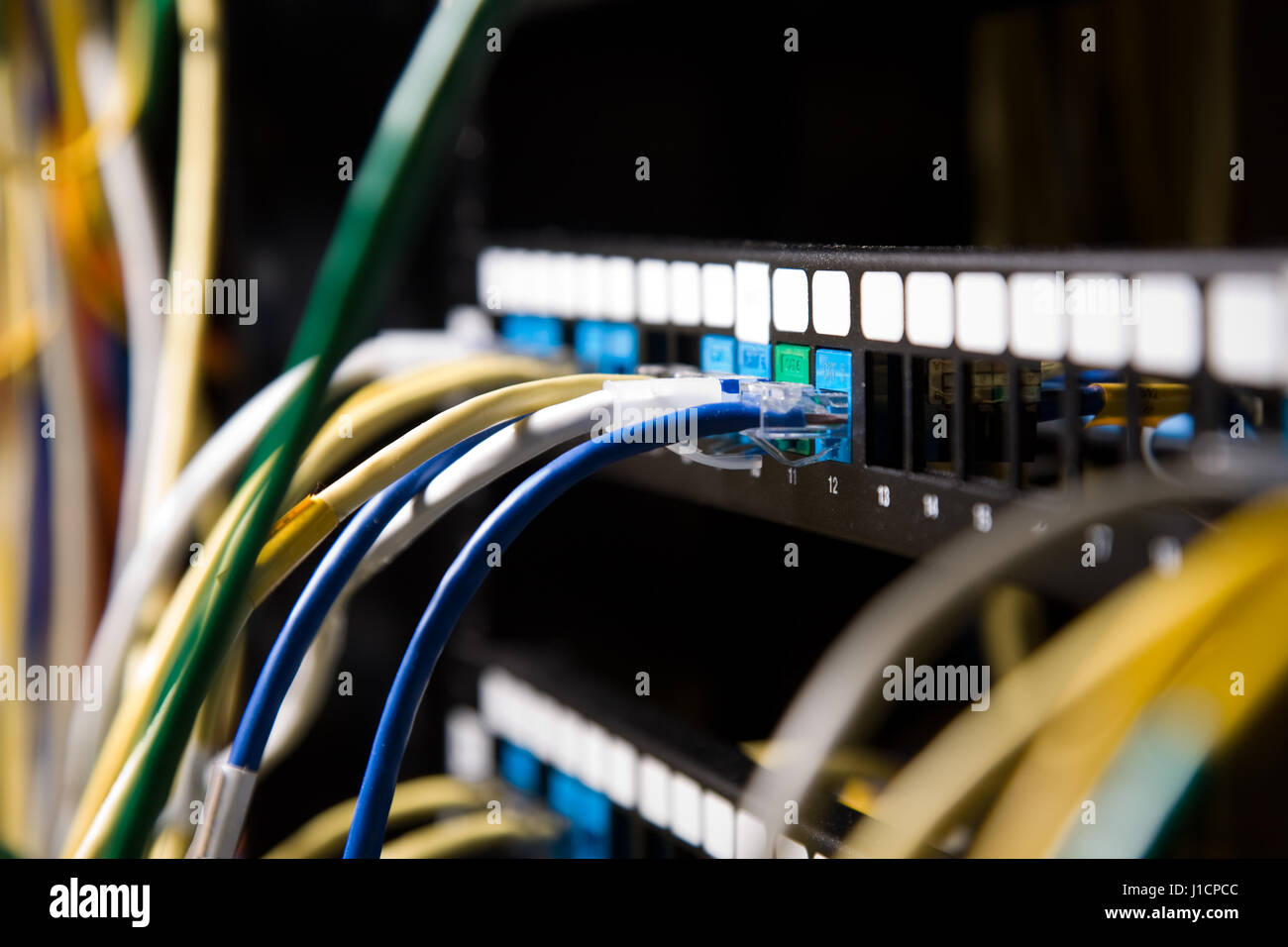 A shot of network cables connected to a switch Stock Photo - Alamy
