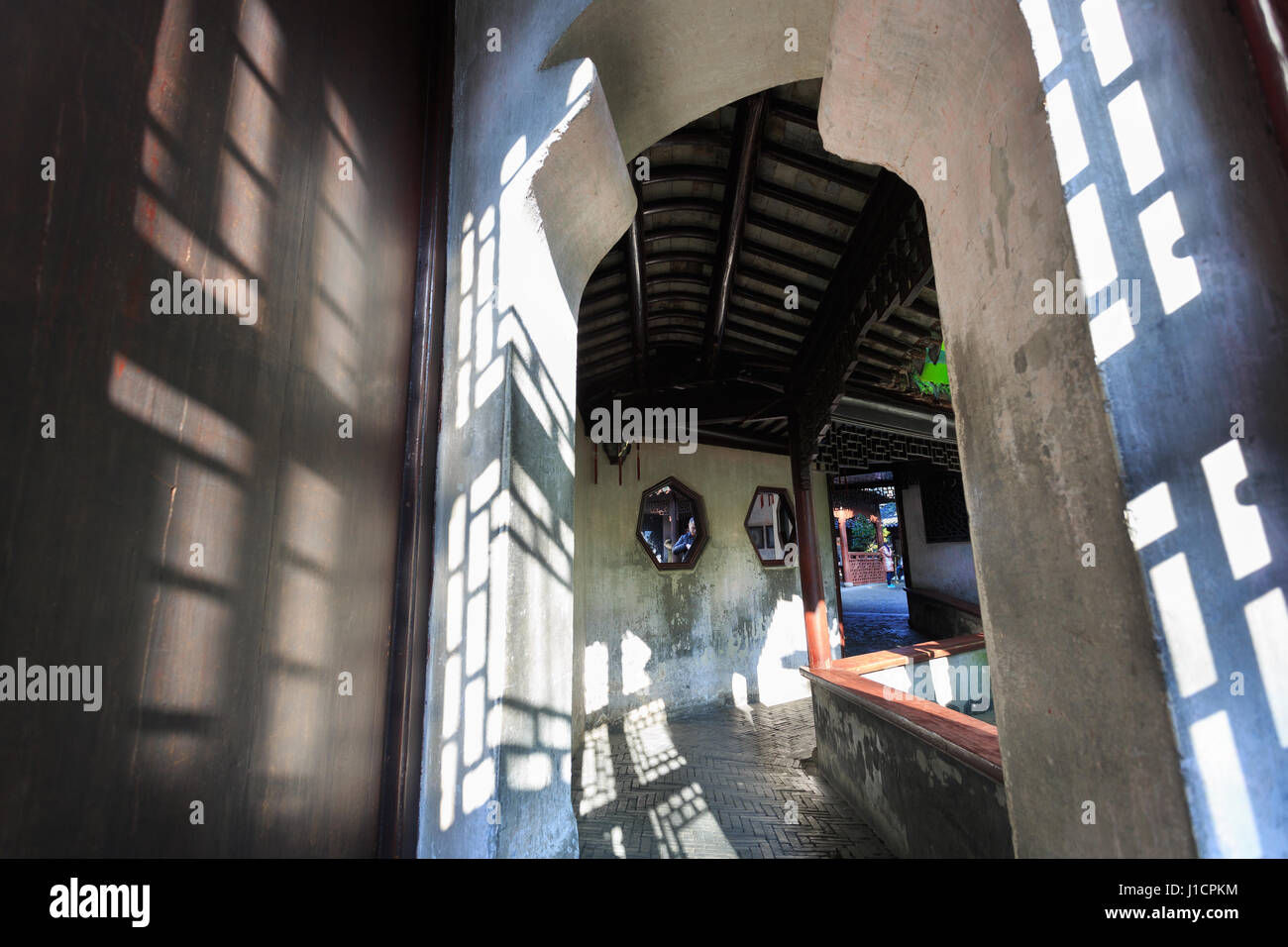 Shanghai,China - on December 17, 2016, The white viewing corridor in Yu ...