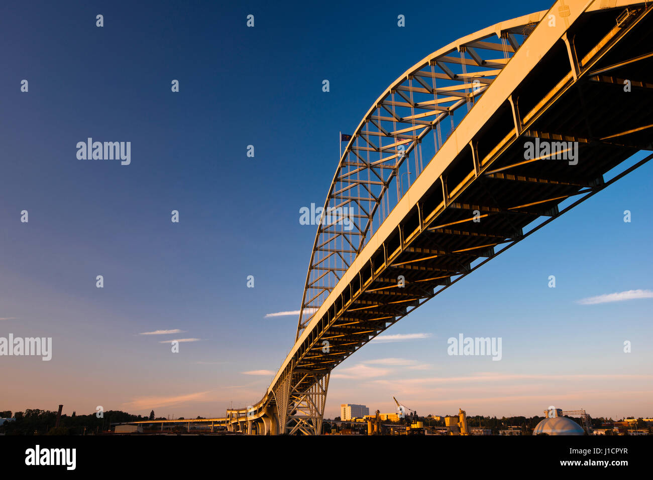 The longest in Europe and America arched Fremont Bridge Portland Oregon ...