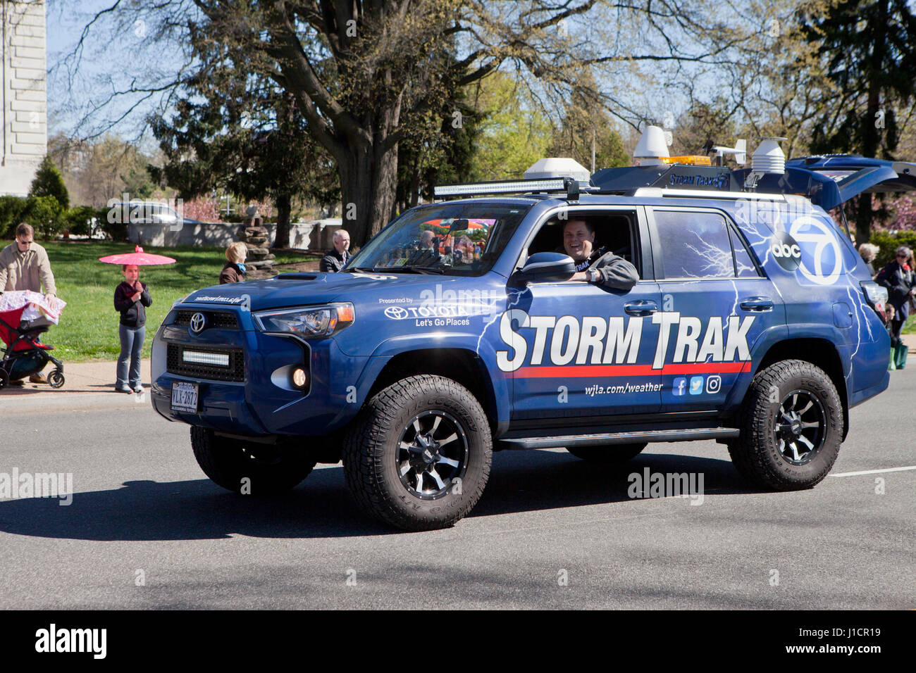 TV News outlet meteorologist storm tracking truck - USA Stock Photo - Alamy