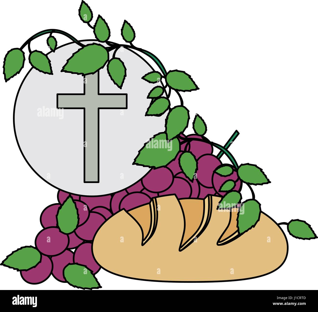 colorful background with communion religious icons Stock Vector Image ...