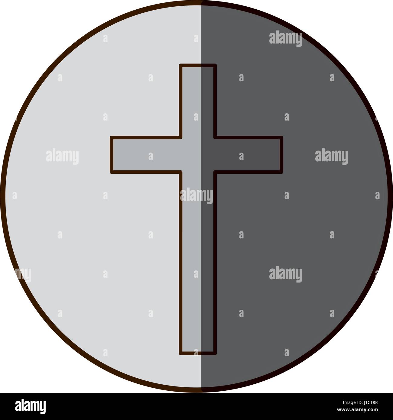 color silhouette of sphere with cross symbol with half shadow Stock ...