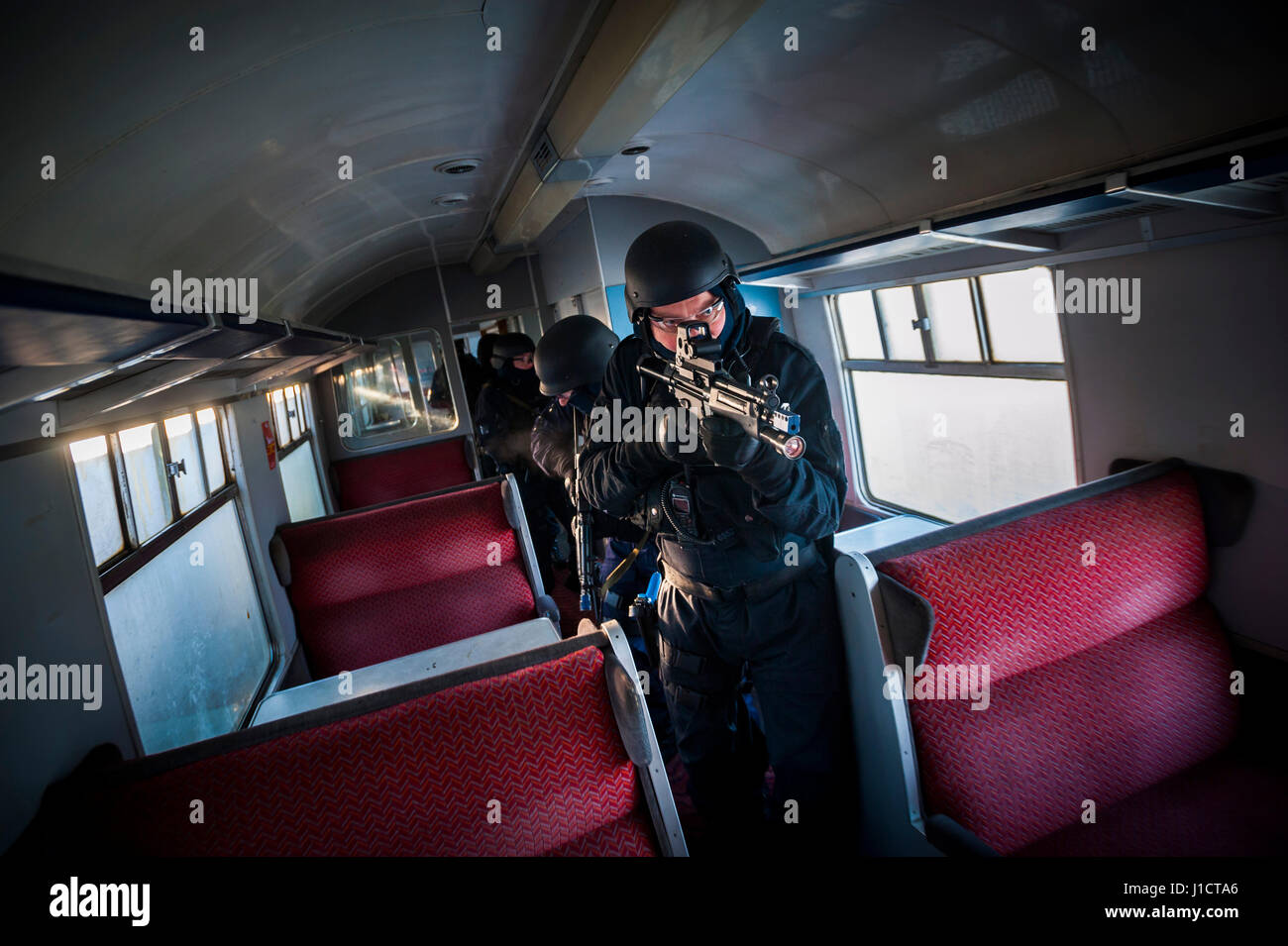 British armed police officers firearms exercise where they storm a ...