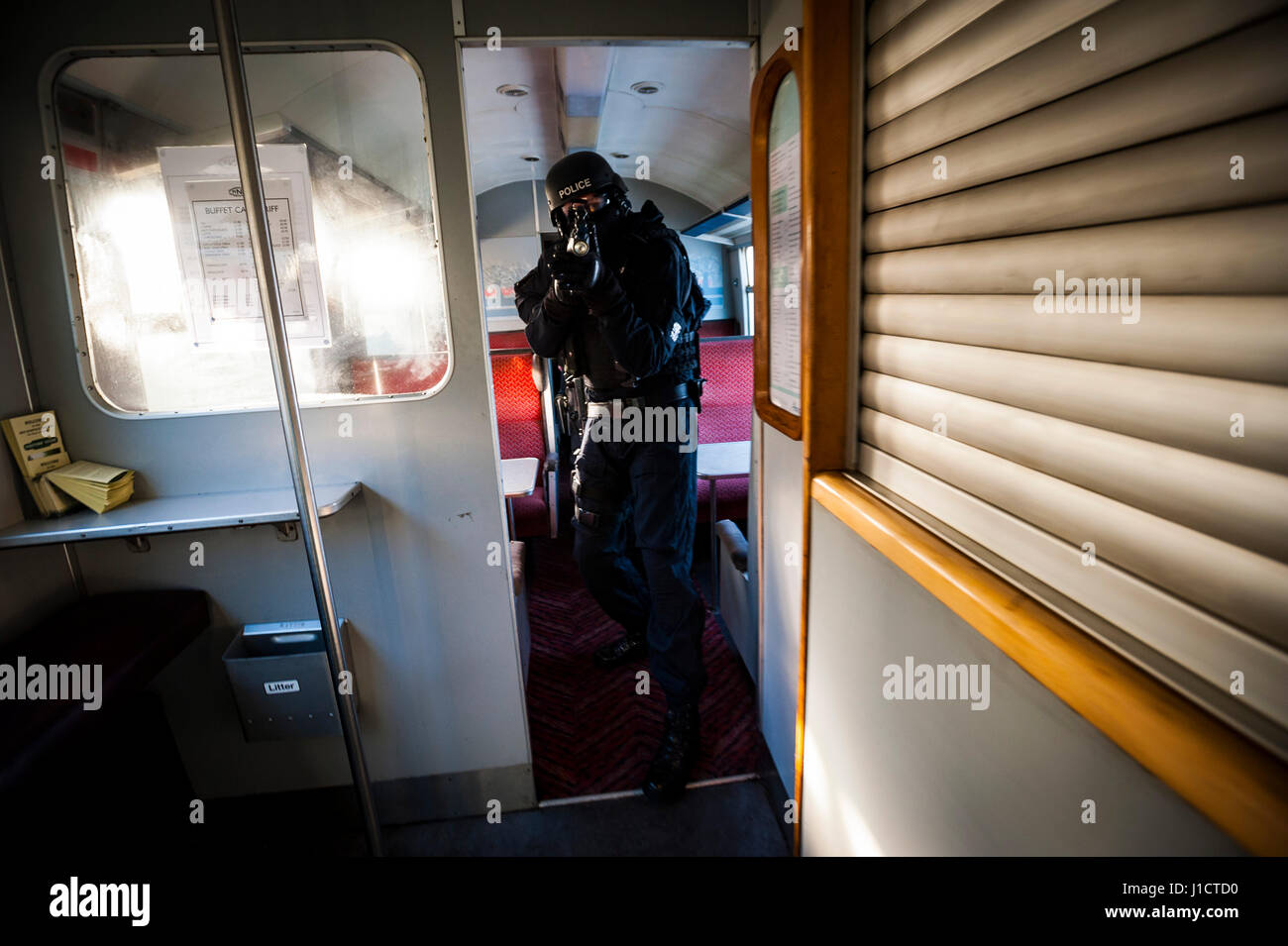 British armed police officers firearms exercise where they storm a ...