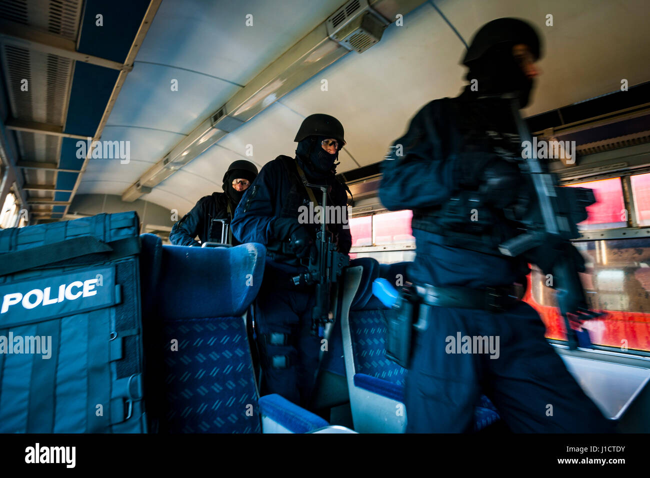 British armed police officers firearms exercise where they storm a ...