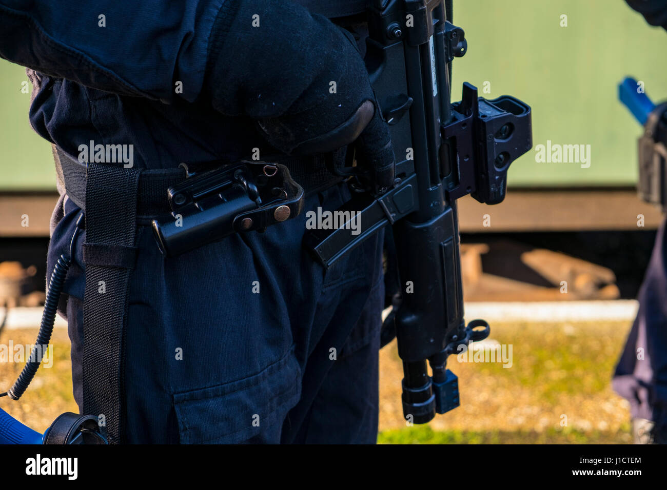 British armed police officers firearms exercise where they storm a ...