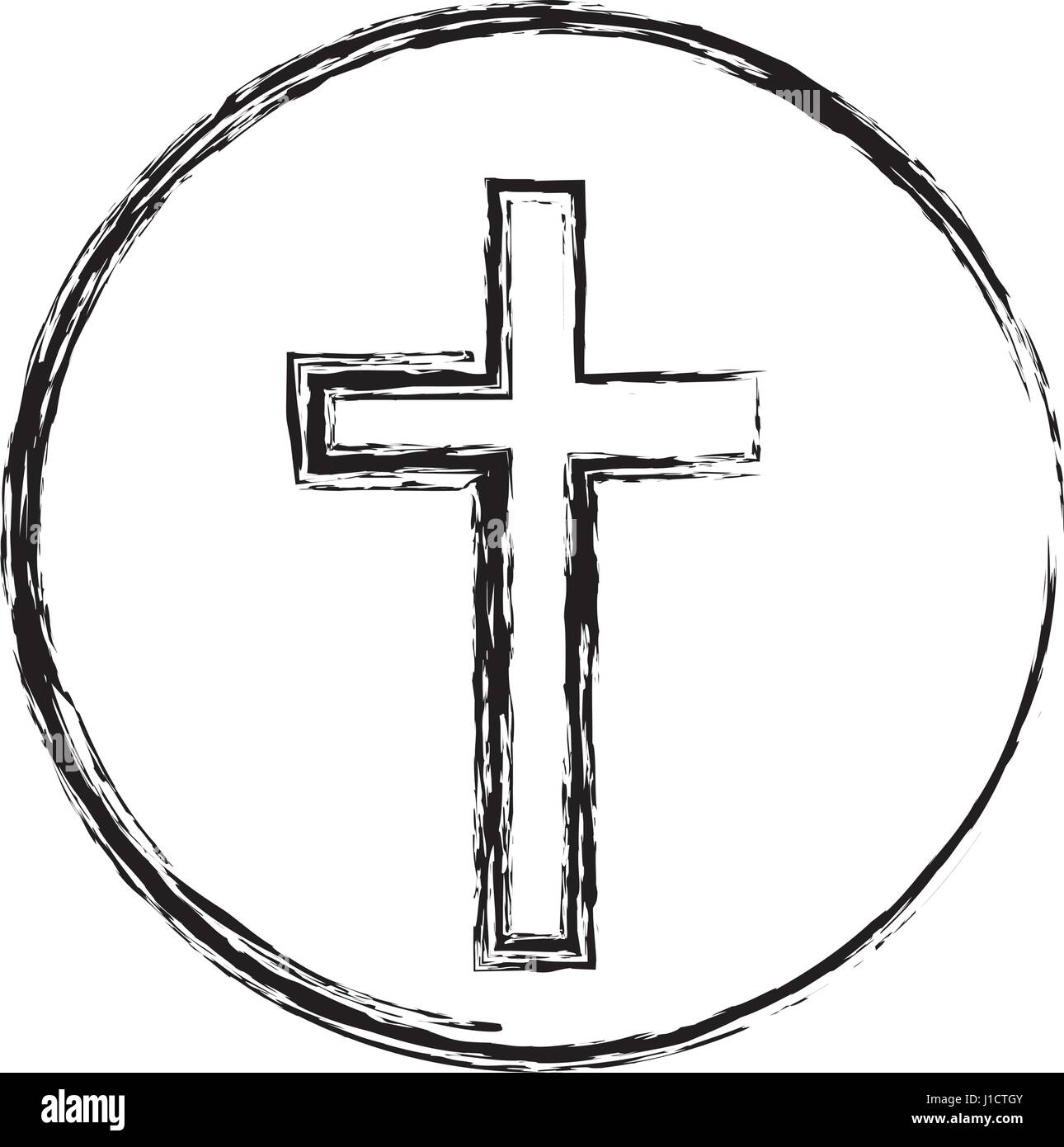 monochrome sketch silhouette of sphere with cross symbol Stock Vector ...