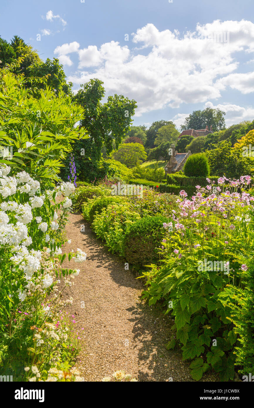 One of the colourful herbaceous borders in the sunken Italianate garden ...