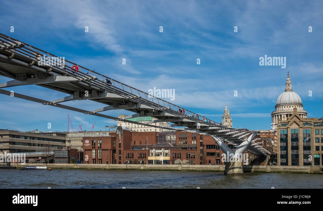 London, England - 25 March 2017 : London Millennium Footbridge across ...