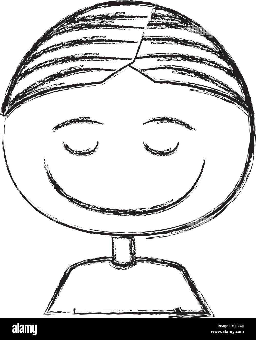 blurred silhouette caricature half body boy with eyes closed and ...