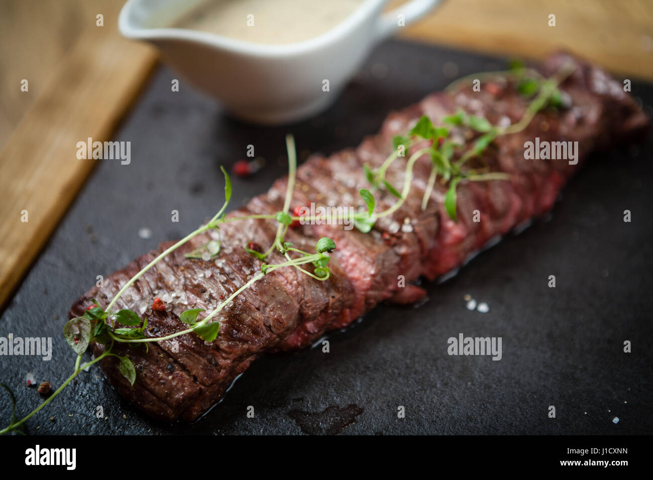 Black angus Flank steak Stock Photo - Alamy