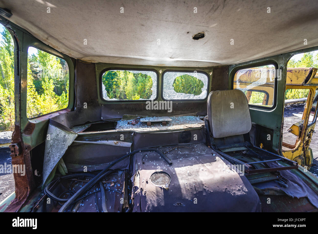 Wreckage on a roof of police station in Pripyat ghost city of Chernobyl ...