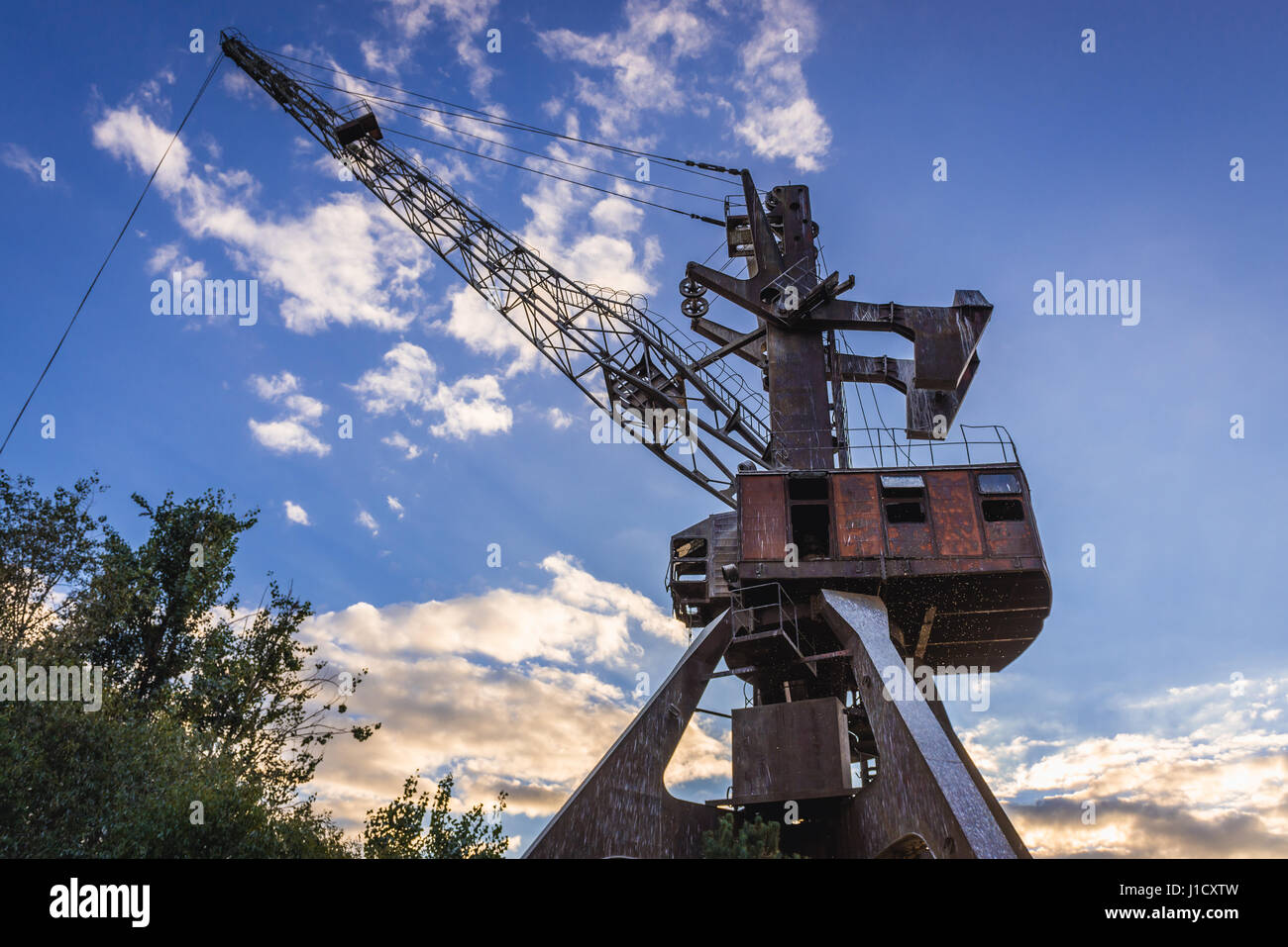 Rusty abandoned crane over Yanov Backwater in Chernobyl Nuclear Power ...