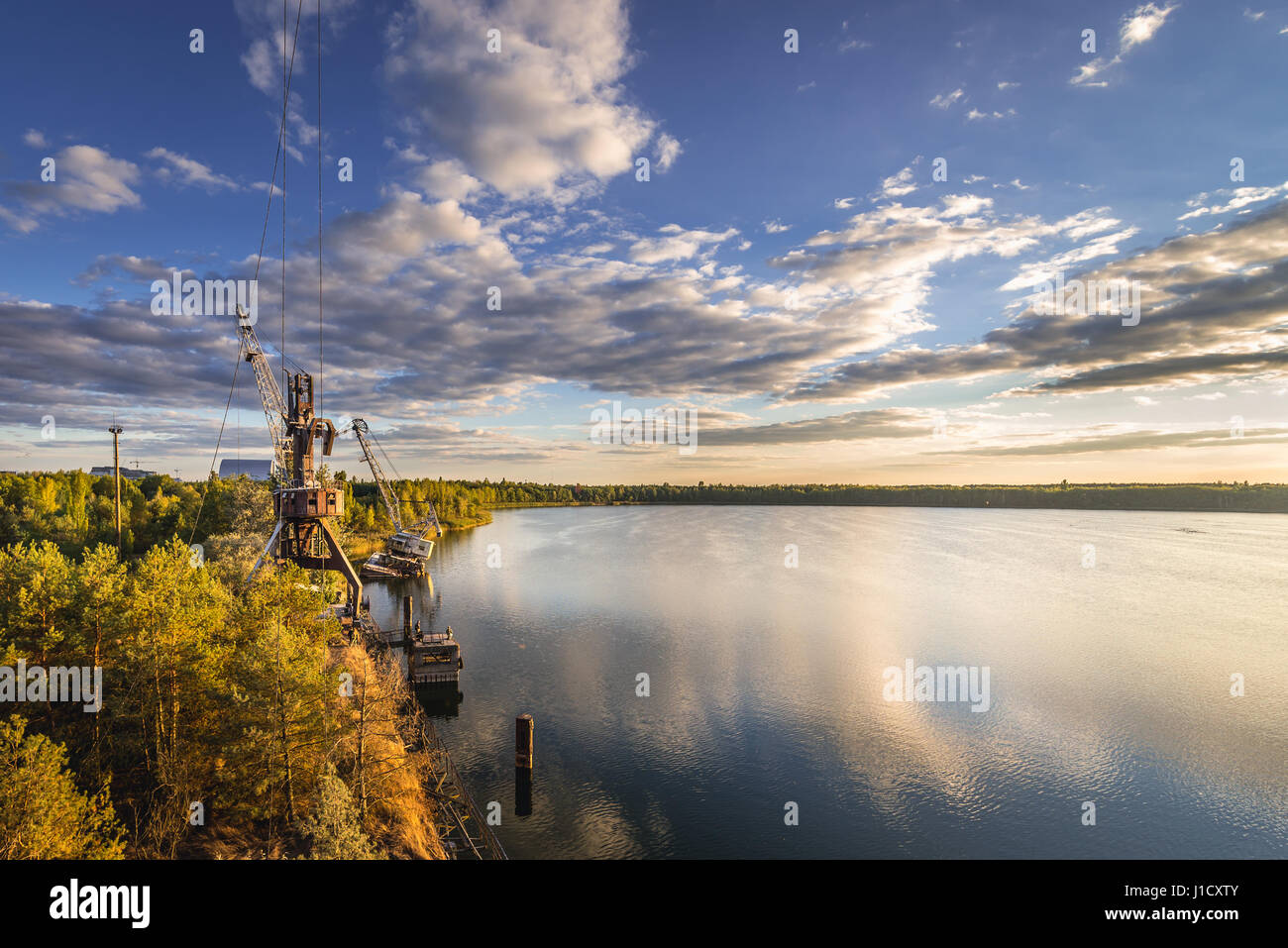 Aerial view from port crane on Yanov Backwater in Chernobyl Nuclear ...