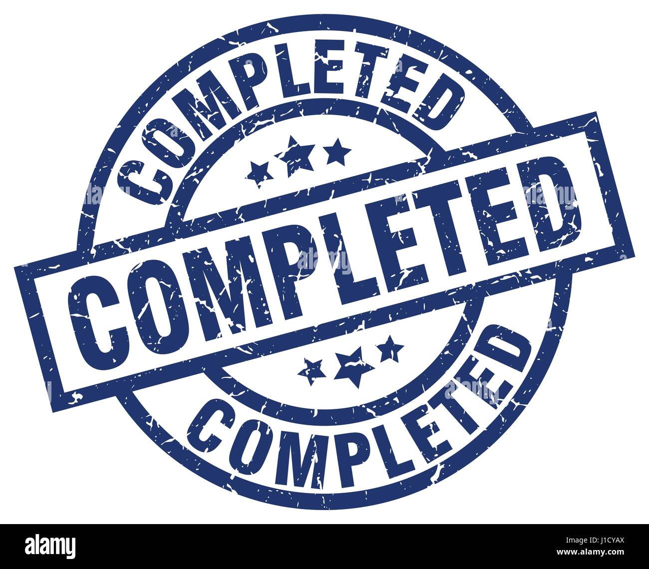 Completed badge blue hi-res stock photography and images - Alamy