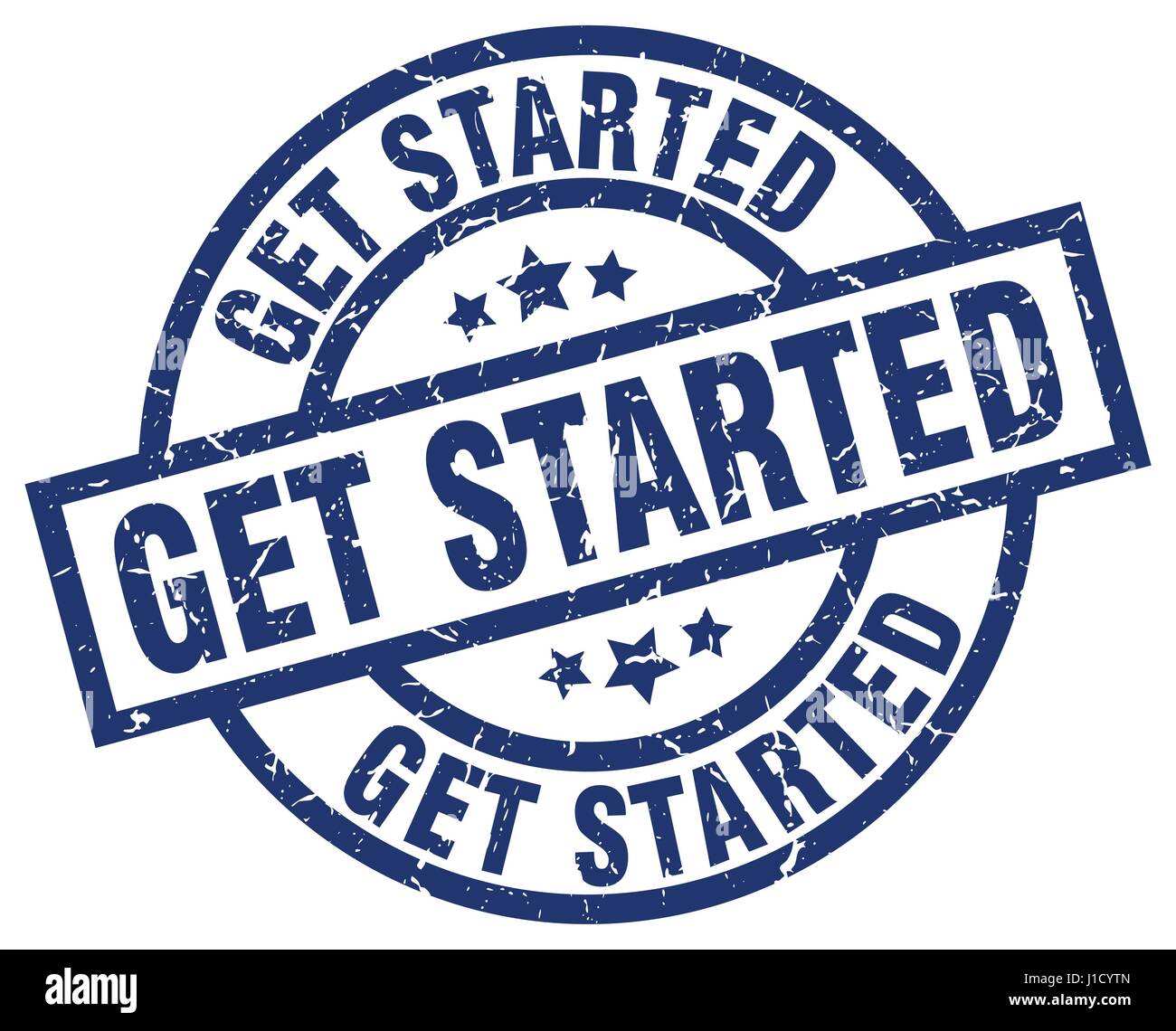 get started blue round grunge stamp Stock Vector Image & Art - Alamy