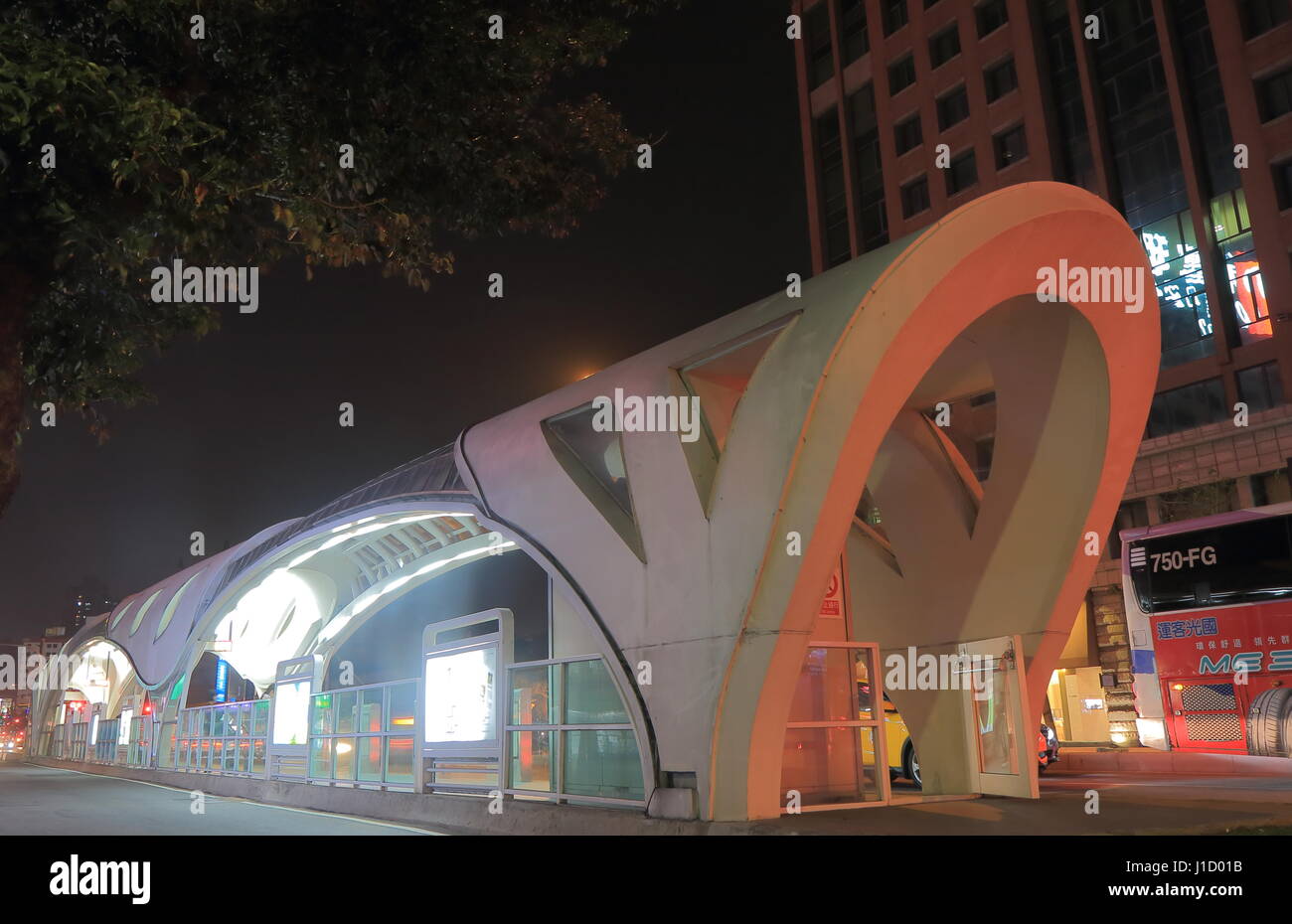 Contemporary structure of Taichung city bus stop in Taichung Taiwan ...