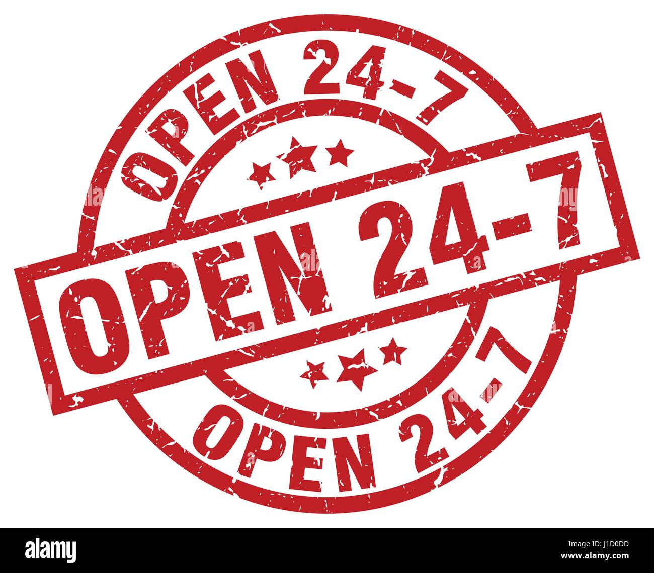 open 24 7 round red grunge stamp Stock Vector Image & Art - Alamy