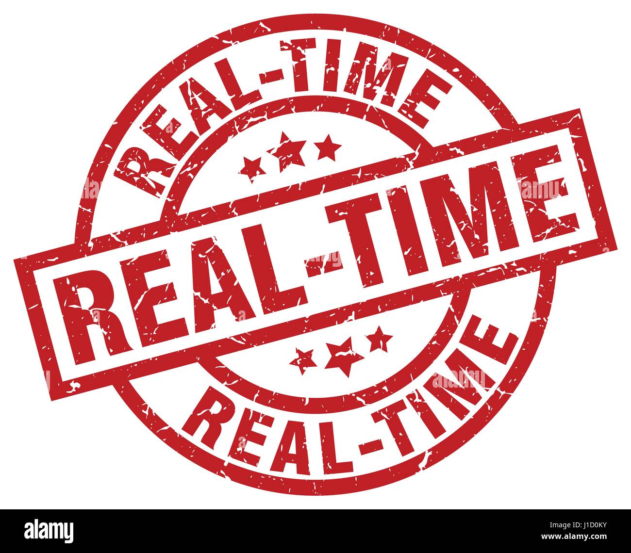 real-time round red grunge stamp Stock Vector Image & Art - Alamy