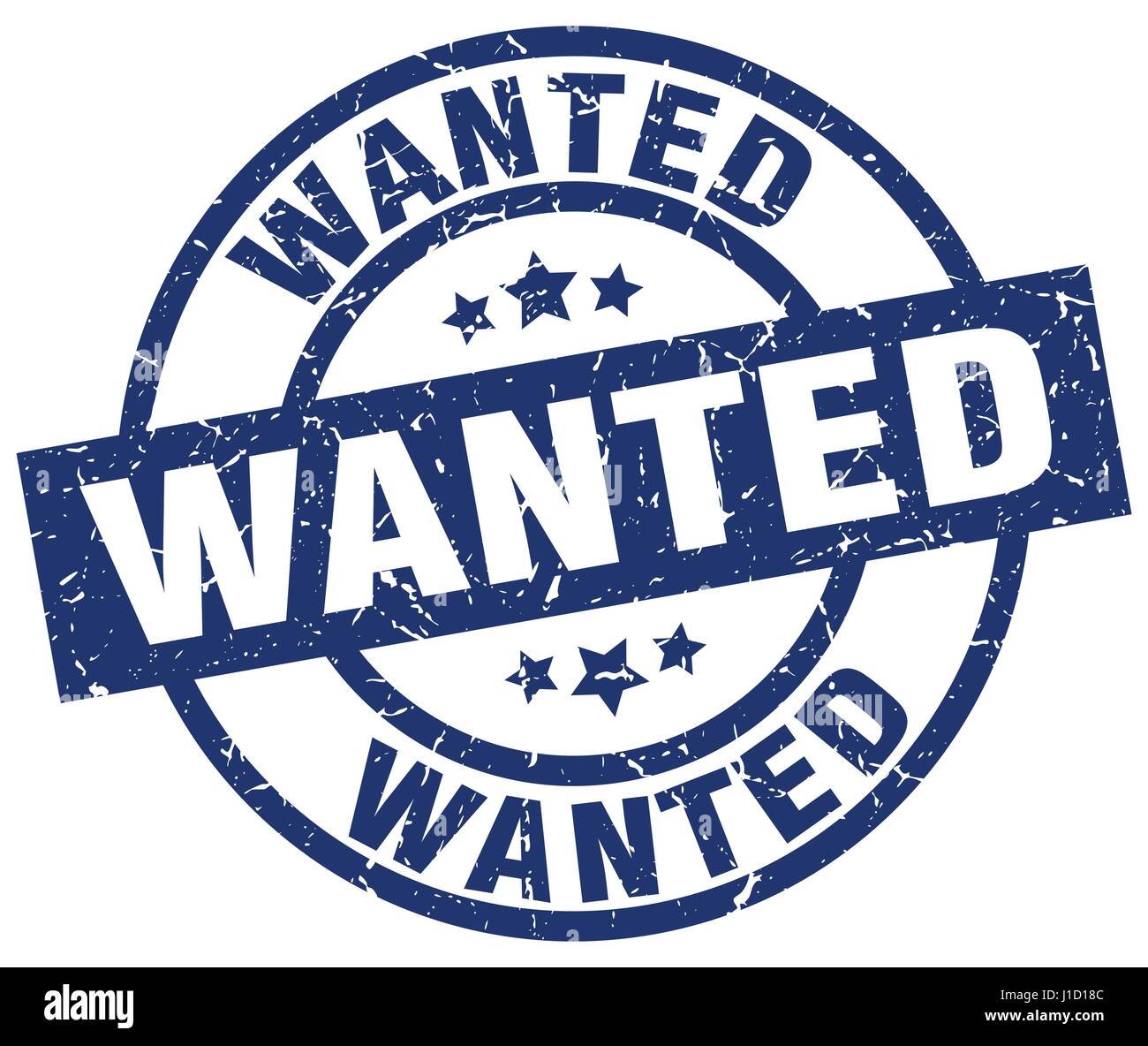 wanted blue round grunge stamp Stock Vector Image & Art - Alamy