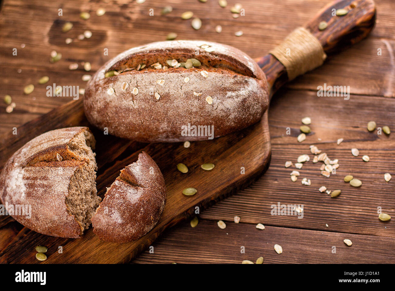 Still life - Fresh rye bread. Homemade traditional bread Stock Photo ...