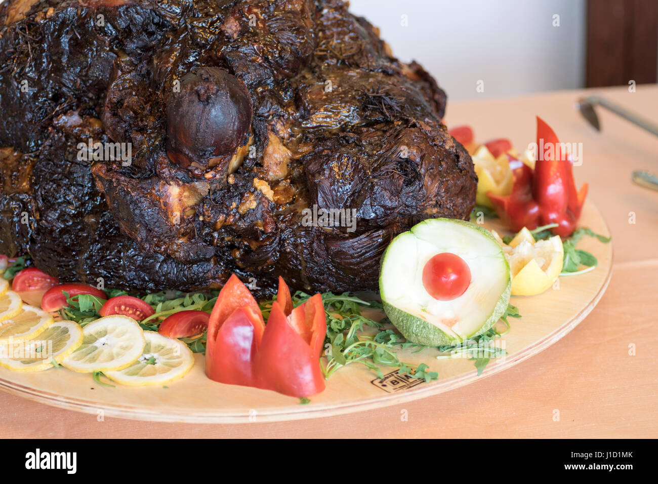 roast leg of veal in full view Stock Photo - Alamy