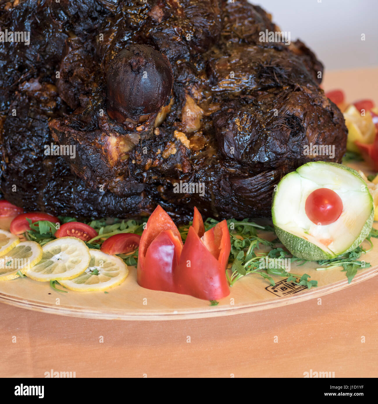 roast leg of veal in full view Stock Photo - Alamy