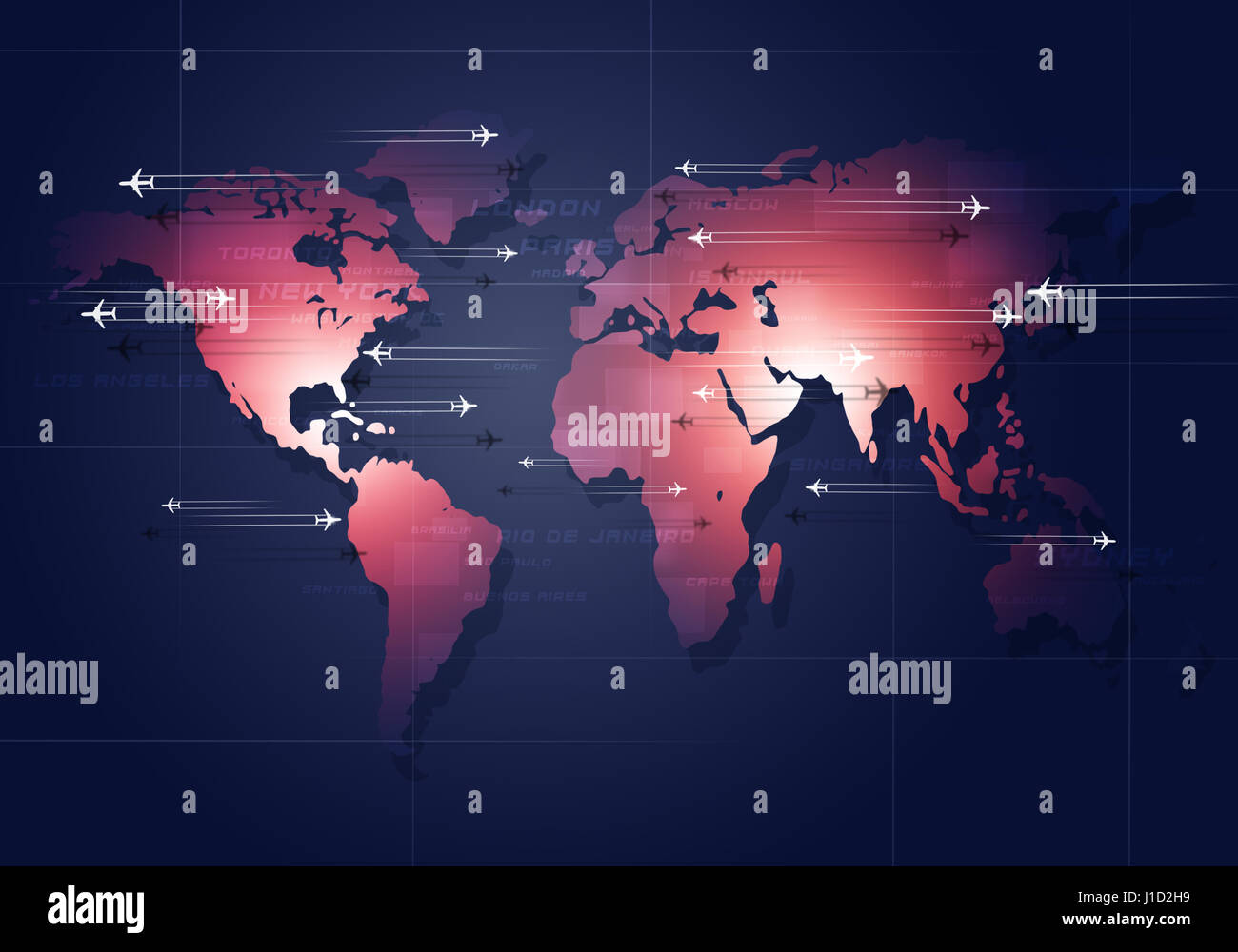 concept background of global aviation directions all over the world ...