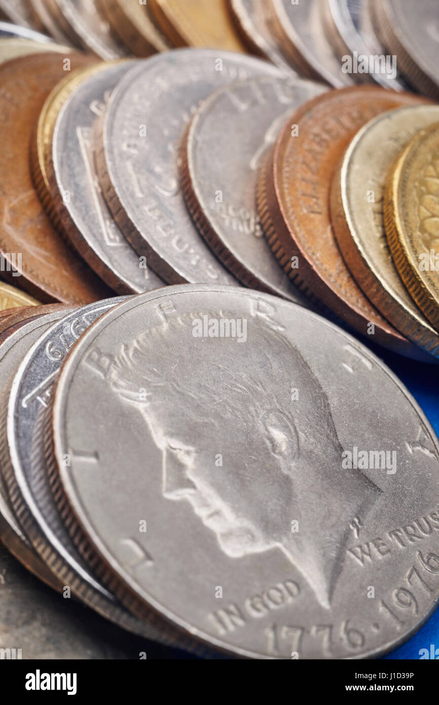 Coins stacked on white hi-res stock photography and images - Alamy