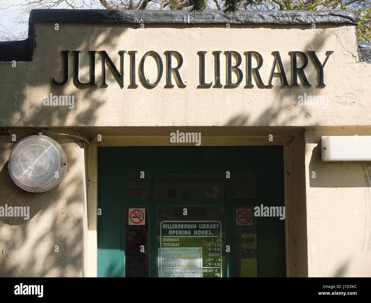 A 'Junior Library' sign above the door to the children's library ...