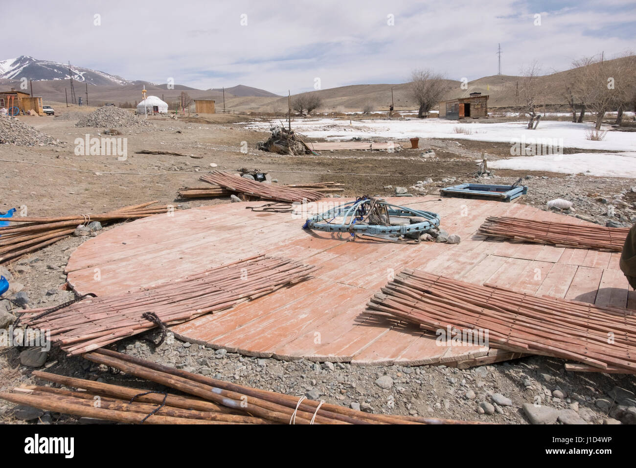 Construction Turkic yurts in Central Asia Stock Photo - Alamy
