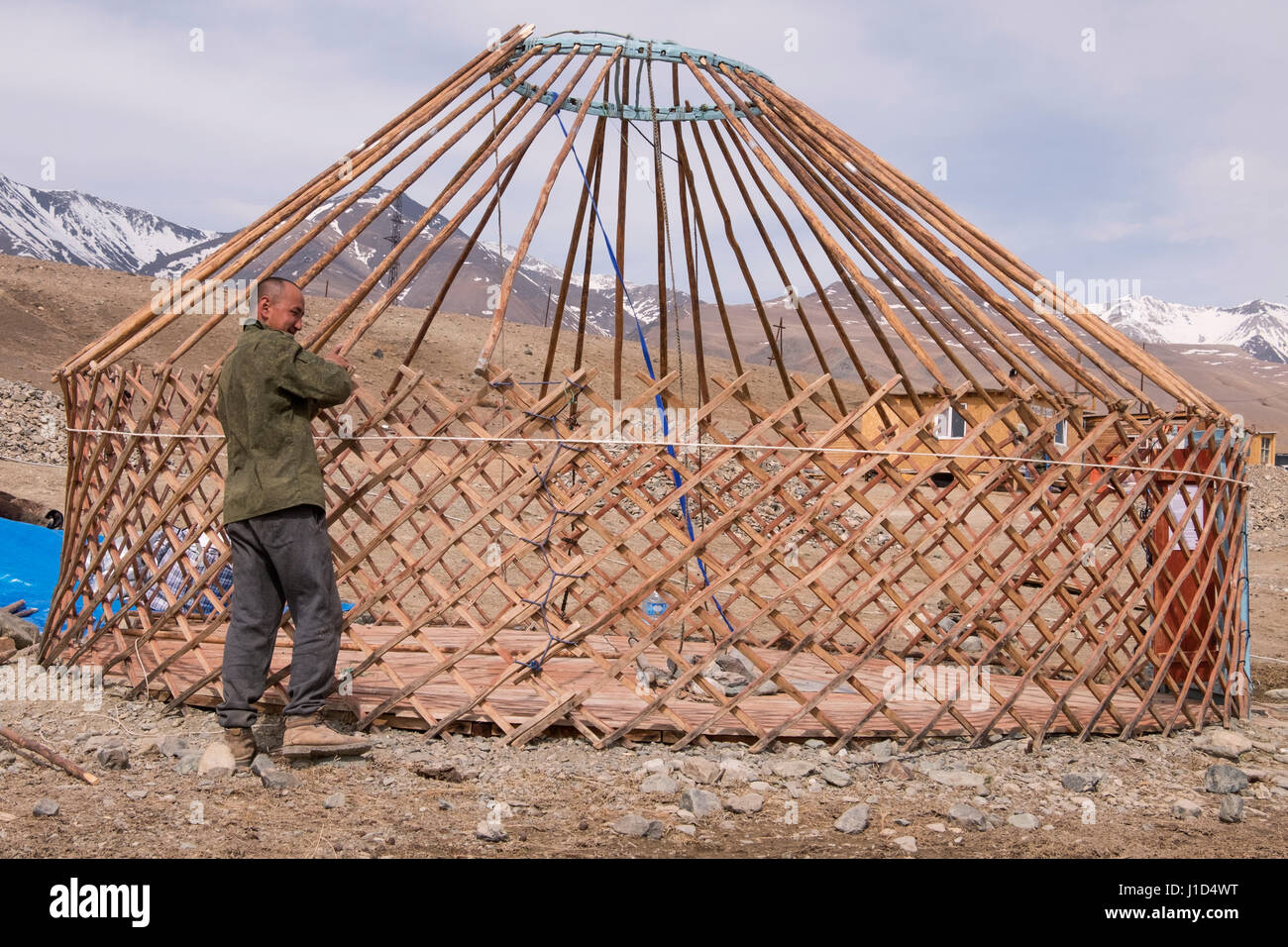 Construction Turkic yurts in Central Asia Stock Photo - Alamy