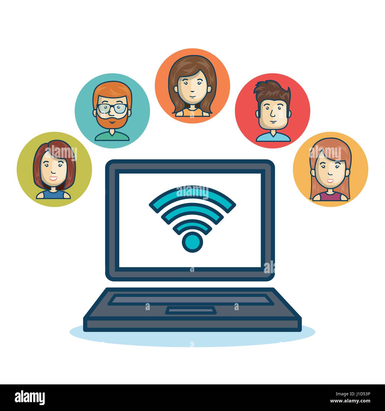 Laptop togetherness Stock Vector Images - Alamy