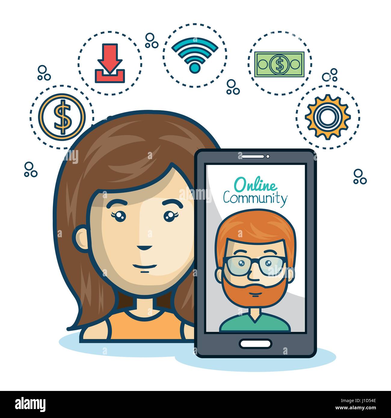 Woman glasses smartphone technology Cut Out Stock Images & Pictures - Alamy