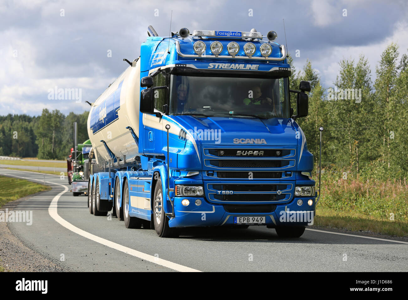 LEMPAALA, FINLAND - AUGUST 11, 2016: Scania T580 semi tank truck year ...