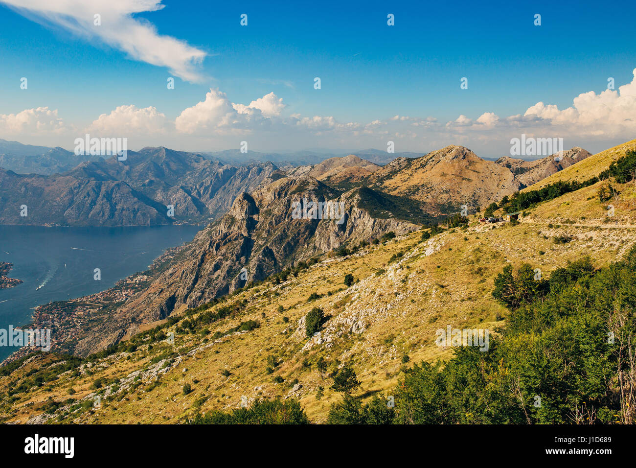 Bay of Kotor with bird's-eye view. The town of Kotor, Muo, Prcan Stock ...