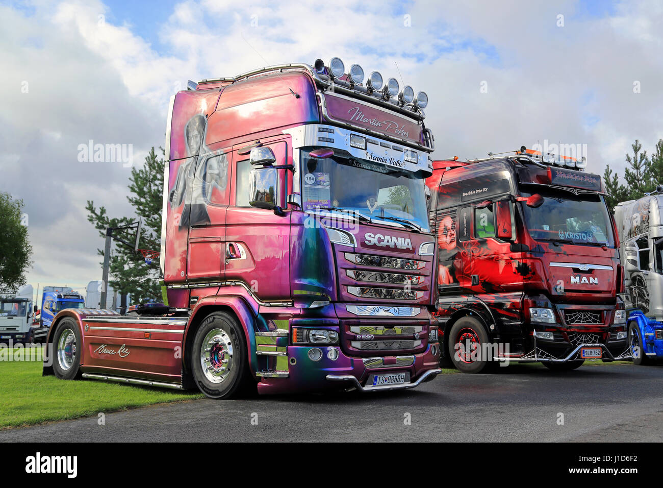 ALAHARMA, FINLAND - AUGUST 12, 2016: Colorful Scania R520 Bruce Lee of ...