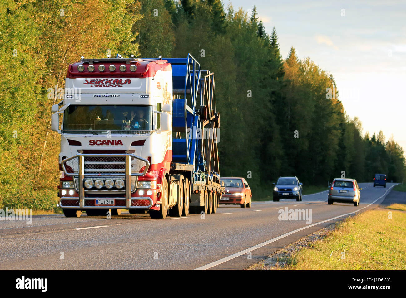 Lowboy trailer scania hi-res stock photography and images - Alamy