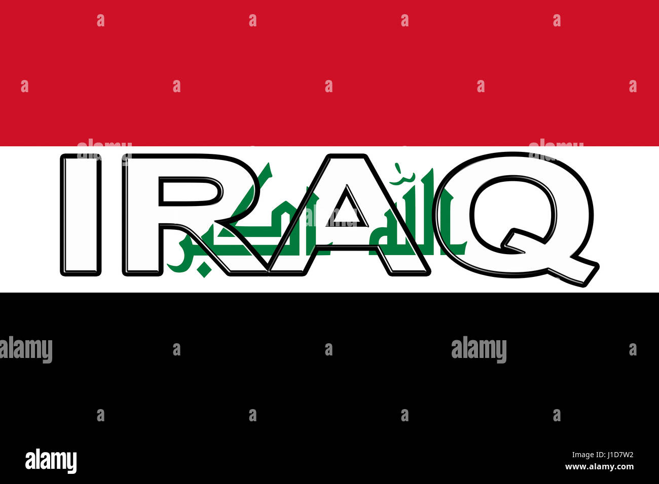 Illustration of the flag of Iraq with the country written on the flag ...