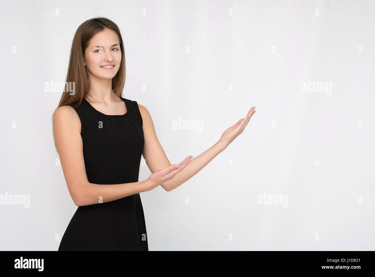 Woman presenting product hand hi-res stock photography and images - Alamy
