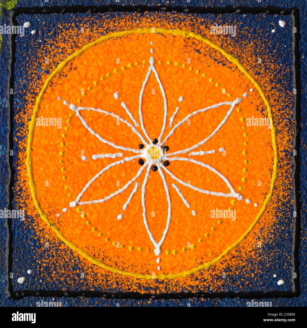 Beautiful orange blue seed of life mandala Stock Photo - Alamy